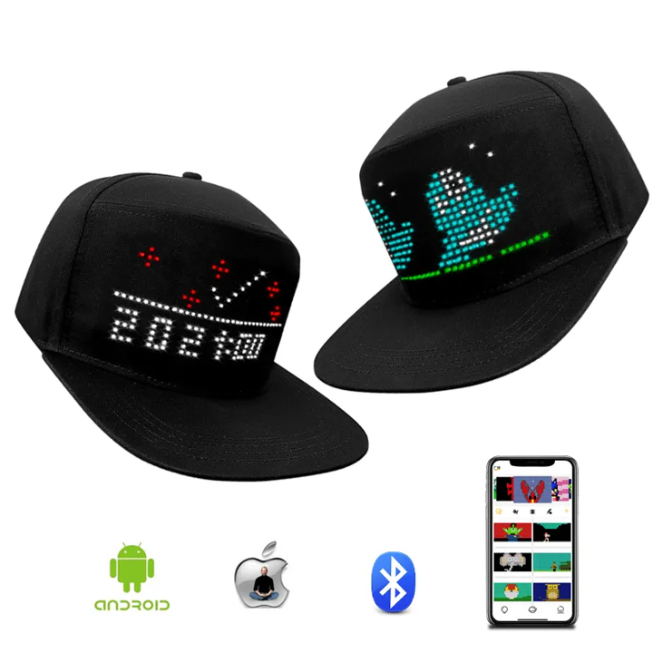 [Ready Stock MY] LED Display Hat Programmable RGB LED Cap incorporated ...
