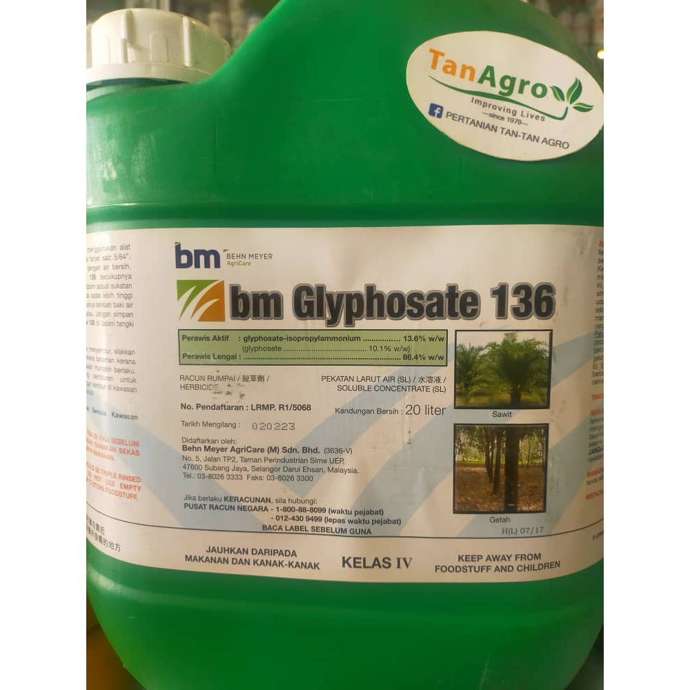 👉🏻ORIGINAL👈🏻 Hebicides BM Glyphosate 136 (A.i glyphosate ...