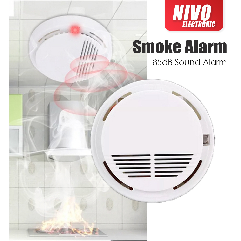 Wire/Wireless Alarm Security Smoke Detector Fire Sensor Beeping Alarm ...