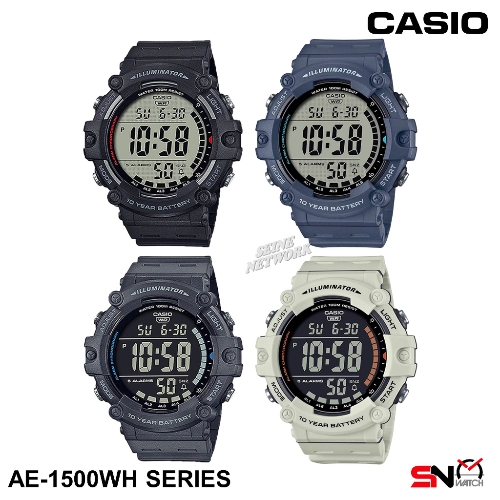 Casio AE-1500WH Series 10-Year Battery Life Digital Resin Band Men Sports Watch | Shopee Malaysia