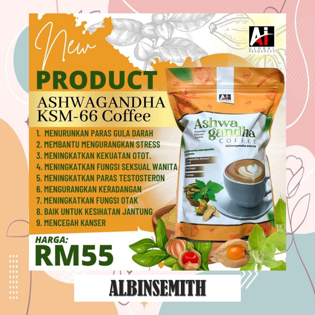 [ORIGINAL HQ] KOPI ASHWAGANDHA COFFEE KSM66 AI GLOBAL ASHWAGANDHA KSM ...