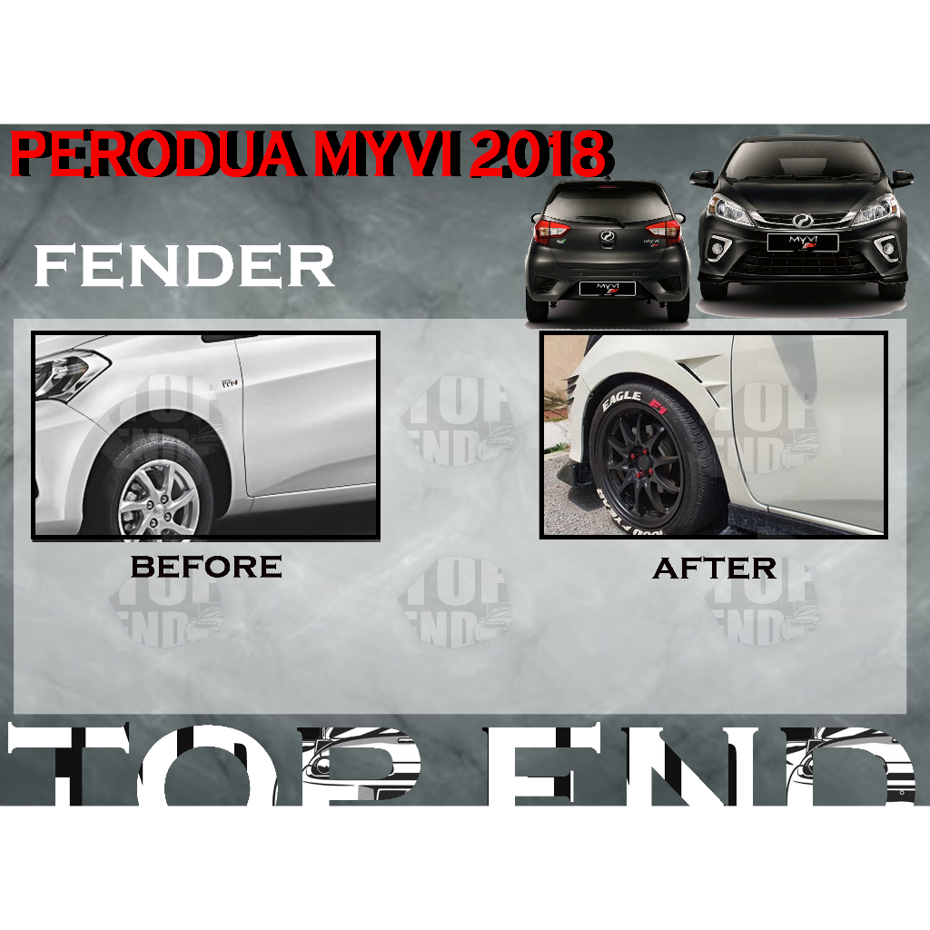 PERODUA MYVI 2018-2020 ADVANCE GT STYLE FENDER MATERIAL FIBER UNPAINT ...