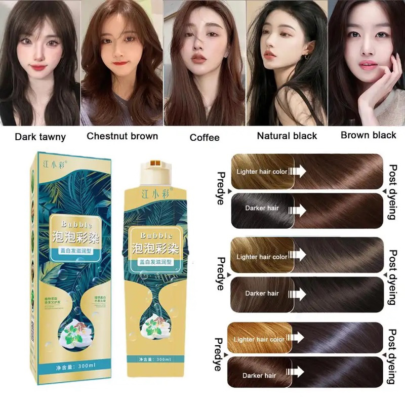 Bubble PEWARNA RAMBUT Dye Hair Shampoo Black Hair Shampoo Pure Plant ...