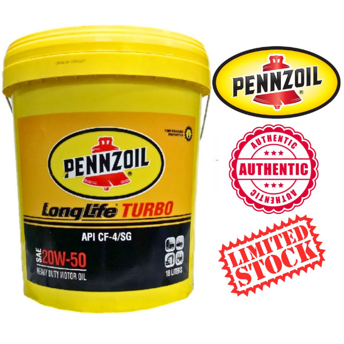 Pennzoil Long Life Turbo SAE 20W50 Heavy Duty Engine Oil API CF-4/SG - 18L | Shopee Malaysia
