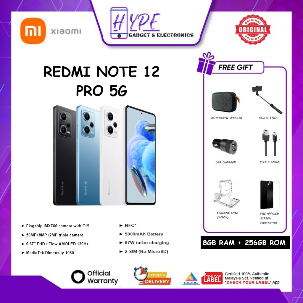 XIAOMI Redmi Note 12 Pro 5G (8GB+256GB) 6.67" FHD+ Flow AMOLED l MediaTek Dimensity 1080 l ...