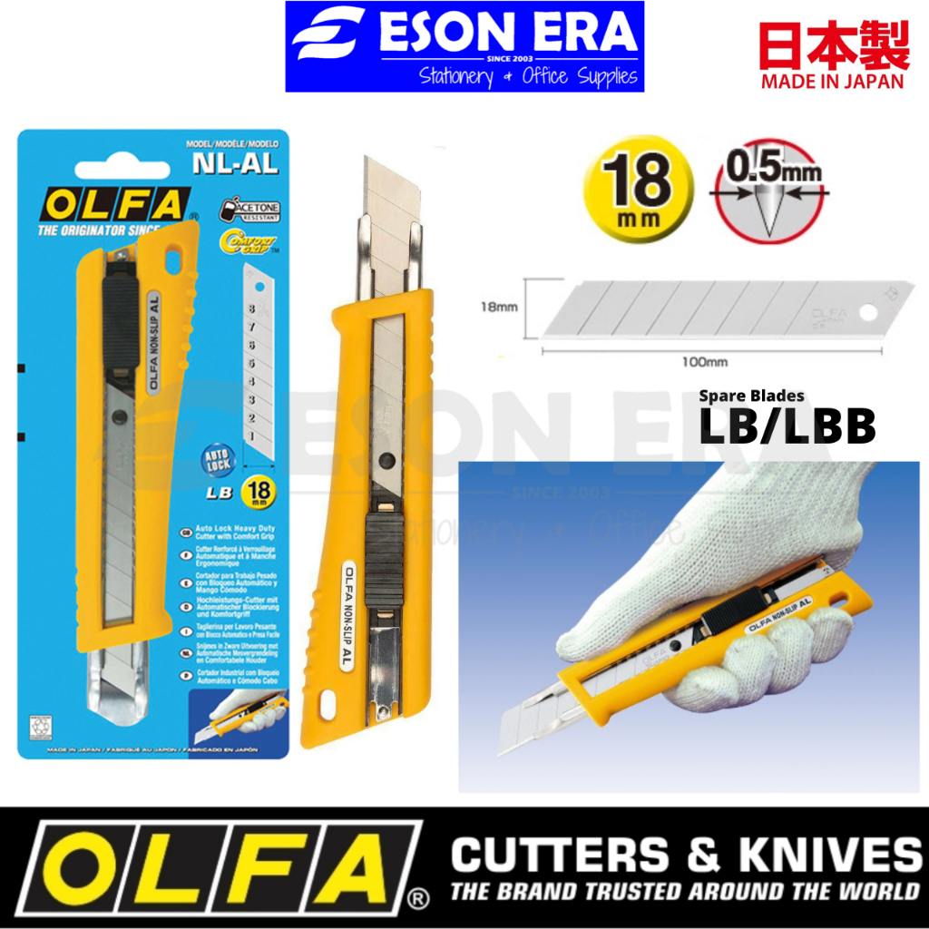 Olfa NL-AL Auto Lock Heavy Duty Cutter 18mm Made in Japan Knife Pisau | Shopee Malaysia