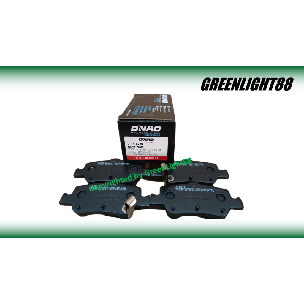 TOYOTA ALTIS 2014 / ZRE172 DNAO ORIGINAL REAR BRAKE PAD (MADE IN KOREA ...
