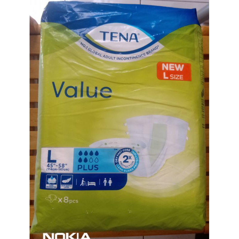 Tena Value adult diaper - tape - L Size - 8pcs | Shopee Malaysia