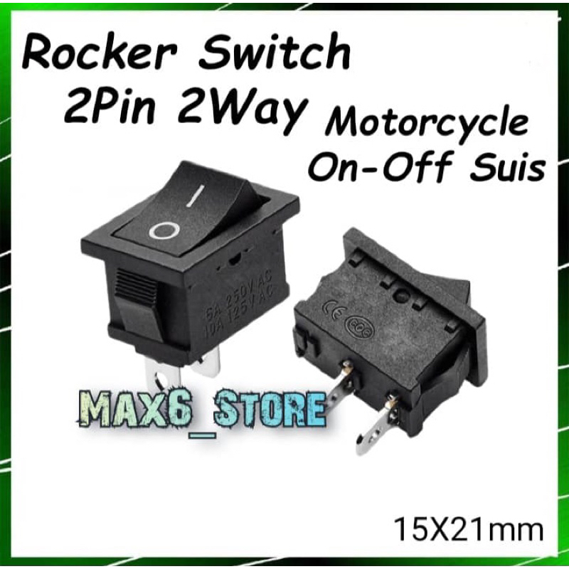 Motorcycle On Off Switch 2Pin 21x15mm Square Rocker Switch 6A 250V ...