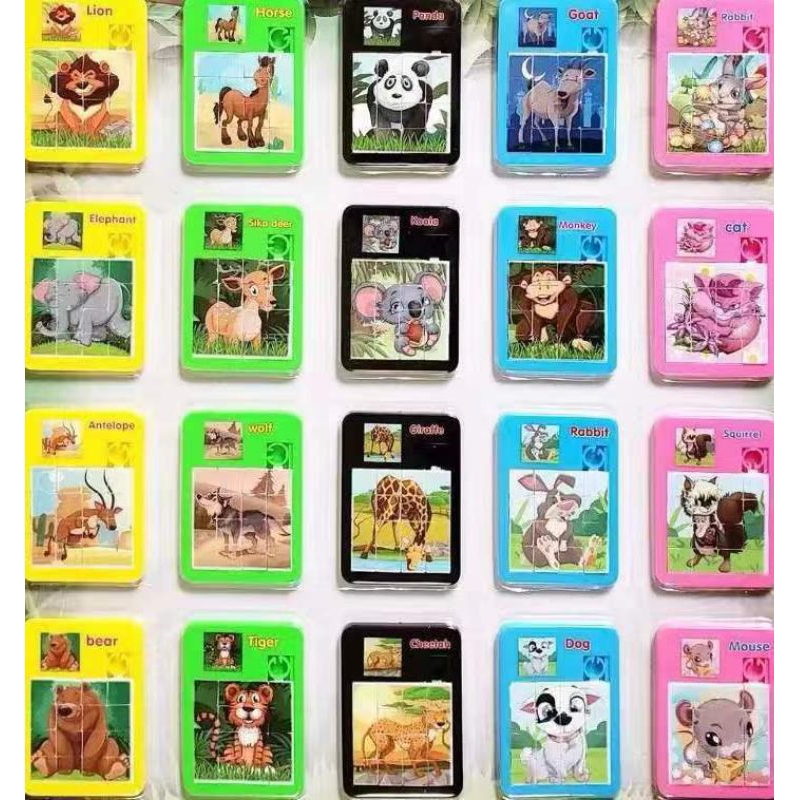 20pcs Cartoon Animal Sliding Puzzle16 Grid Maze Educational Toy ...