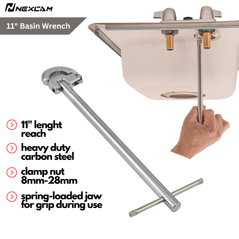ABTools 11 Inch Basin Wrench, Spring Loaded grip jaw | Shopee Malaysia
