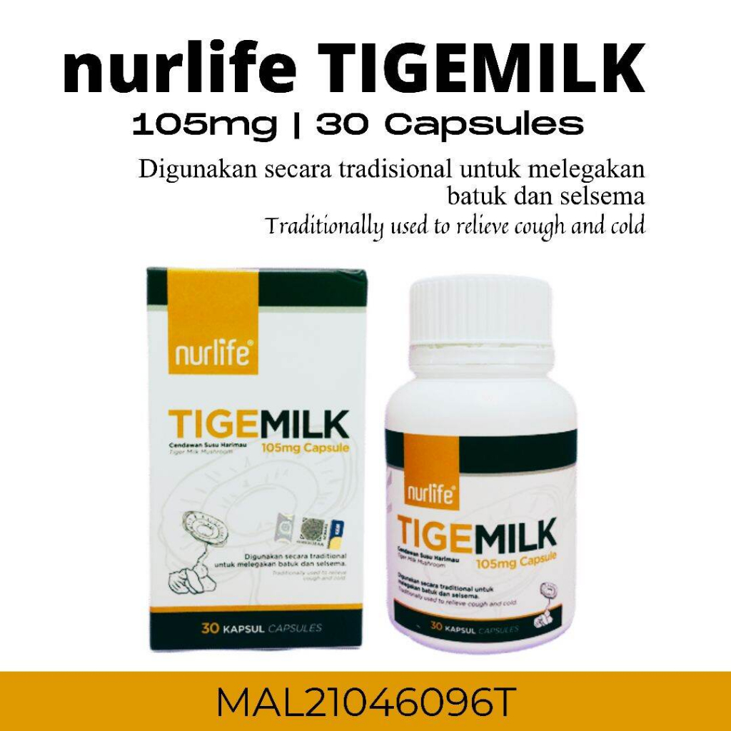 NURLIFE TIGEMILK, Cendawan susu harimau 30 capsules | Shopee Malaysia