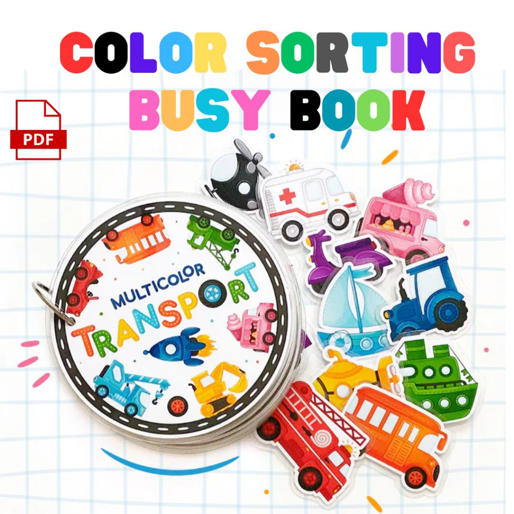 501 (PDF) Color Sorting Busy Book I Colour Transportation quiet book I ...