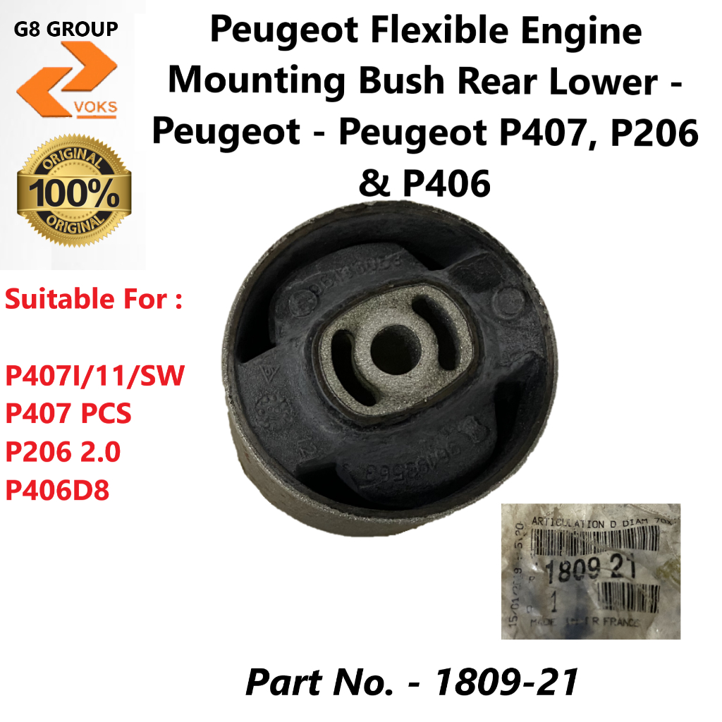 Peugeot Flexible Engine Mounting Bush Rear Lower - Peugeot 407, 206 ...
