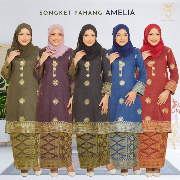 Baju Raya 2025 Viral Kurung Pahang Songket Tenun Asli Cotton Bunga ...