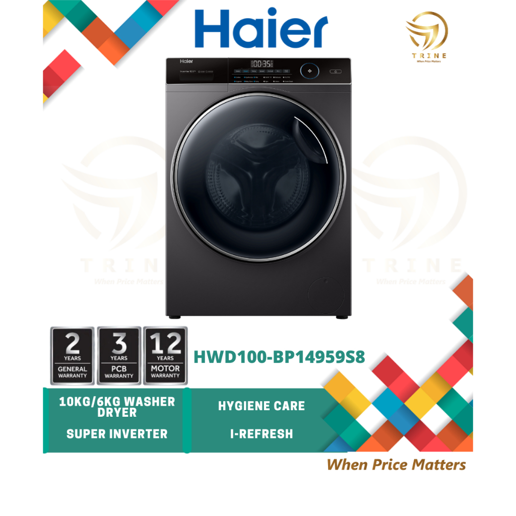 HAIER 10KG/6KG 2IN1 FRONT LOAD WASHER & DRYER BLDC INVERTER SUPER DRUM ...