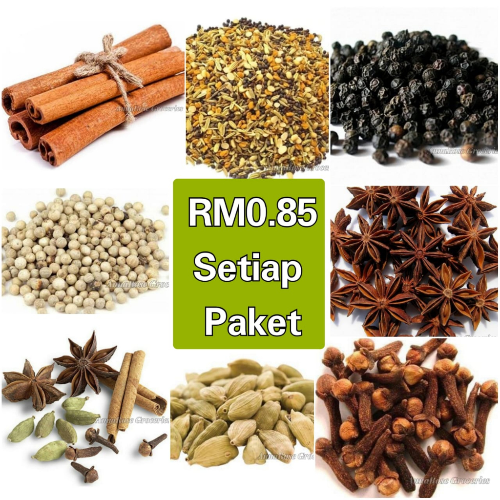 READY STOCK! Kulit Kayu Manis, Buah Pelaga, Bunga Lawang, Bunga Cengkih ...