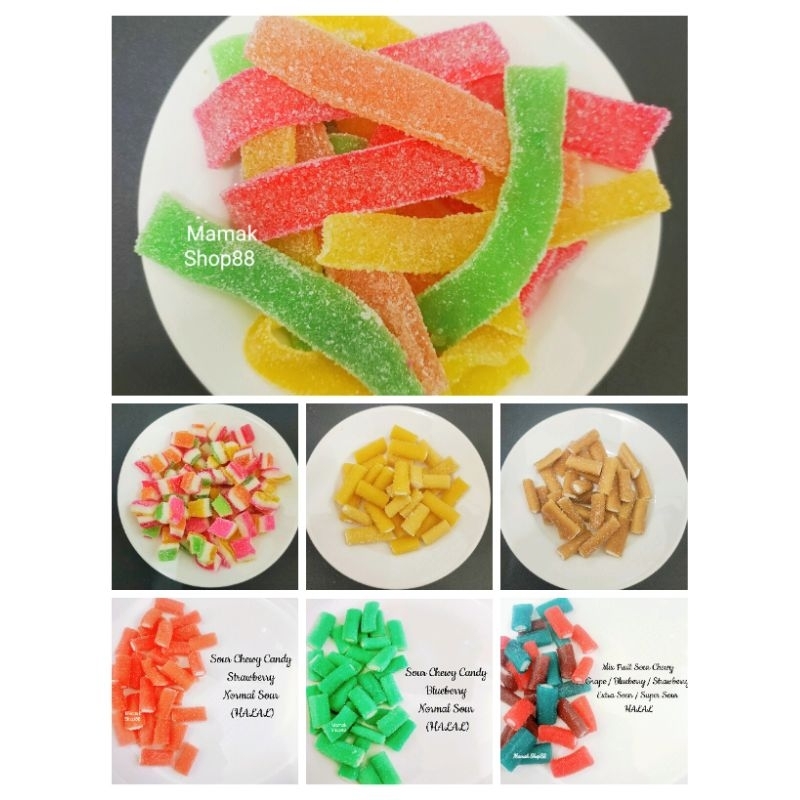 (100g) Assorted Gummy Candy / Sour Gula Jelly / Sour Chewy Gummy Candy ...