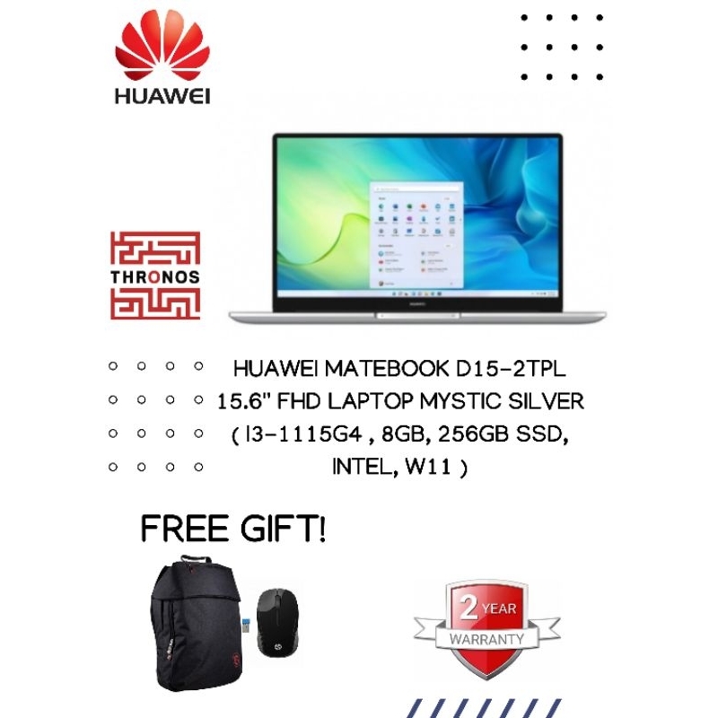 Huawei Matebook D15-2TPL 15.6'' FHD Laptop Mystic Silver ( I3-1115G4 ...