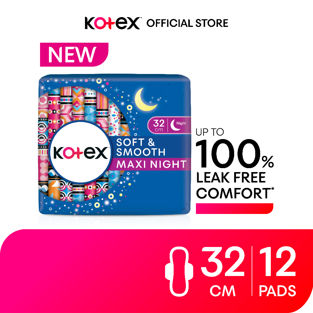 Kotex Soft & Smooth Overnight Wing Pad 32cm (12 pcs) | Shopee Malaysia