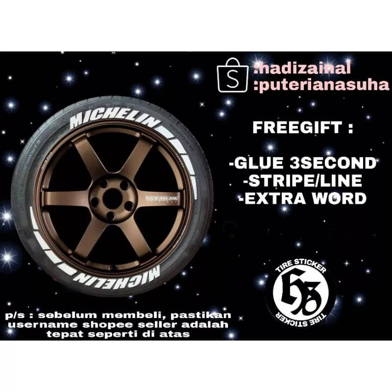 R - Tire Sticker 3D / Tire Bomb Sticker (All White Michelin) | Shopee ...