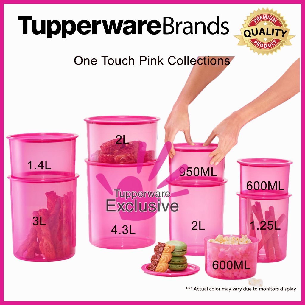Tupperware Brands One Touch 600ml 950ml 1.25L 1.4L 2L 3L 4.3L Kedap Udara Kedap Cecair Bekas ...