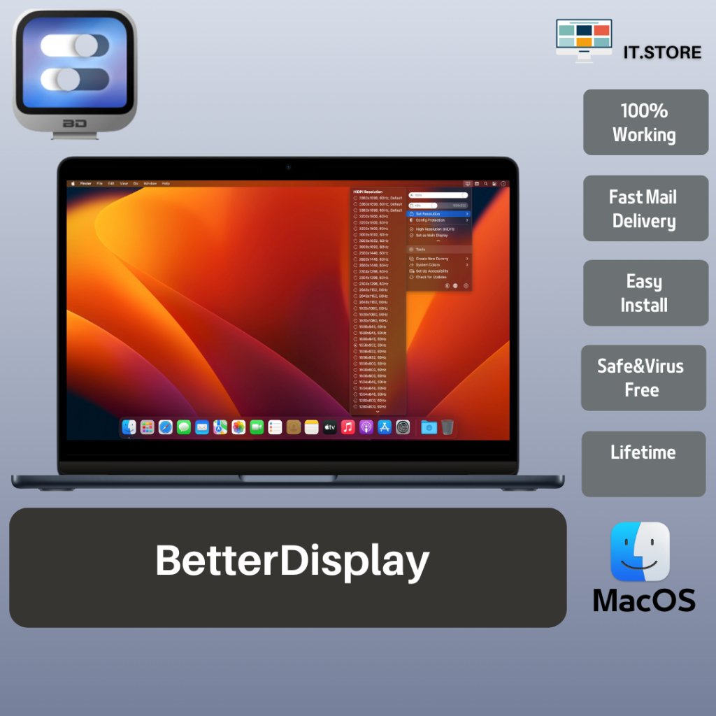 BetterDisplay for Intel and M1/M2/M2 Pro/M2 Max Chip Apple Silicone MacOs/Macbook/Mac Software ...