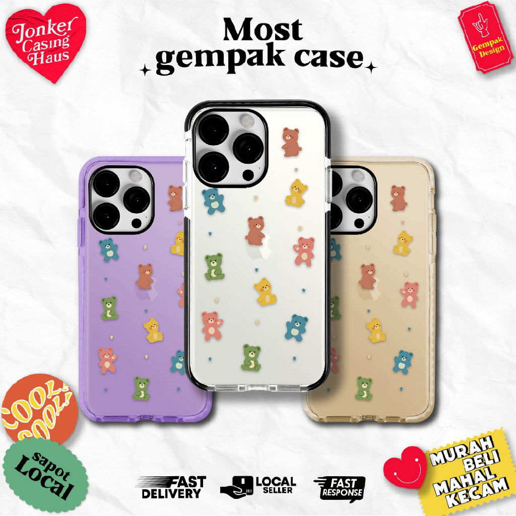 BEAR PATTERN-DESIGNATED CASE Bumper Case Casing IP 678 PLUS until 12 ...