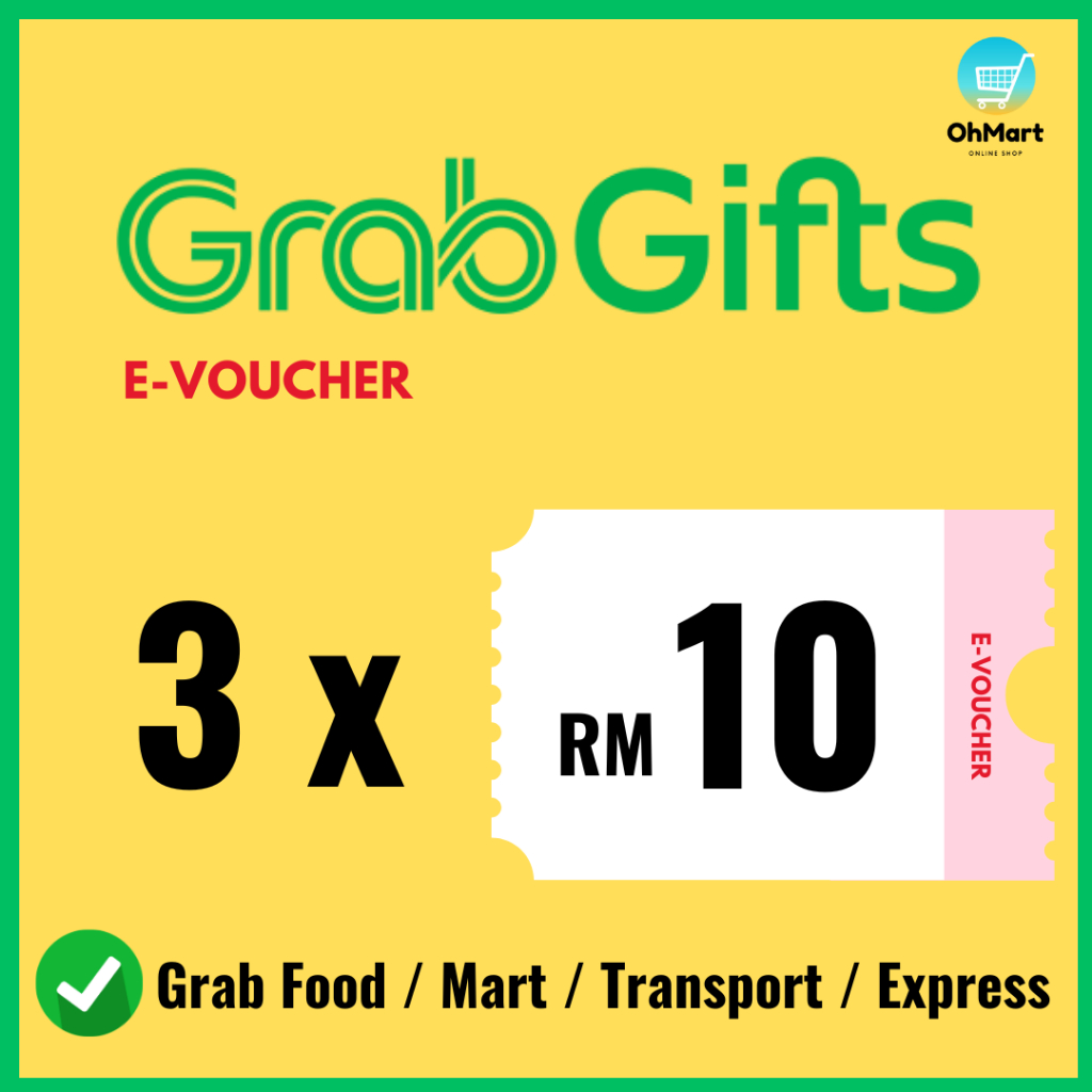 [Grab Gift Voucher -Bundle A [☑ GrabFood/Mart/Transport/Express] | Shopee Malaysia