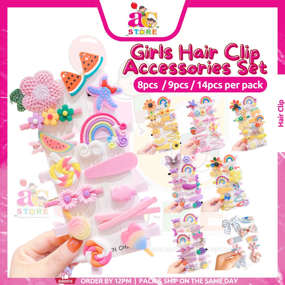 AC-(14pcs) Colourful Hair Pin Kids Hair Clip Baby Girls Cute Rainbow ...