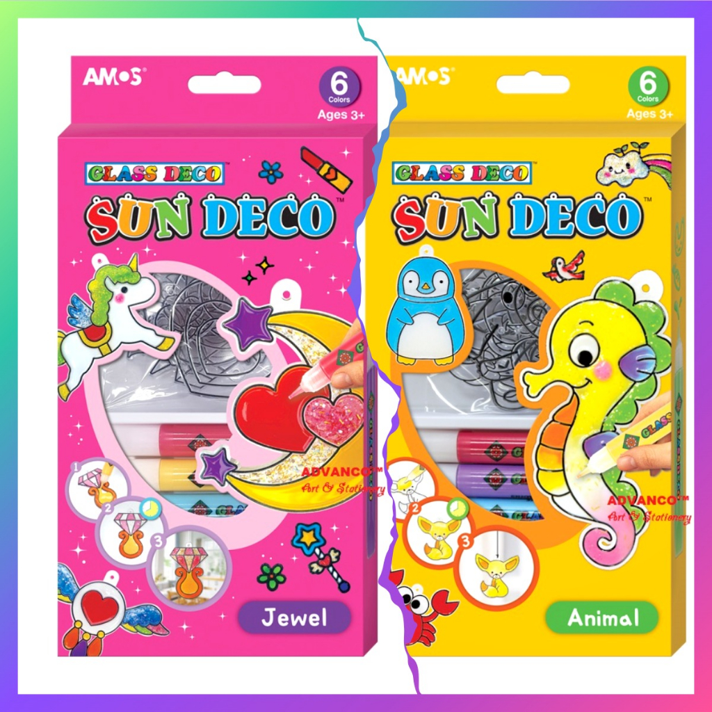 AMOS SUN DECO | GLASS DECO | 10.5MLx6 COLx 6 SUNCATCHERS (AVAILABLE IN ...