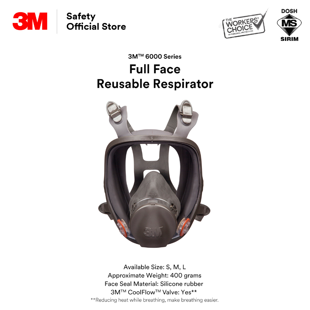 3M™ 6000 Series Reusable Full Facepiece Respirator/ 6700 6800 6900 ...