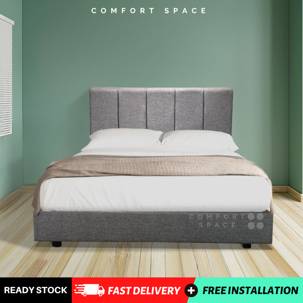 🔥 Mega Sales 🔥 Comfort Space - Darwin Bedframe with Headboard | Fabric ...