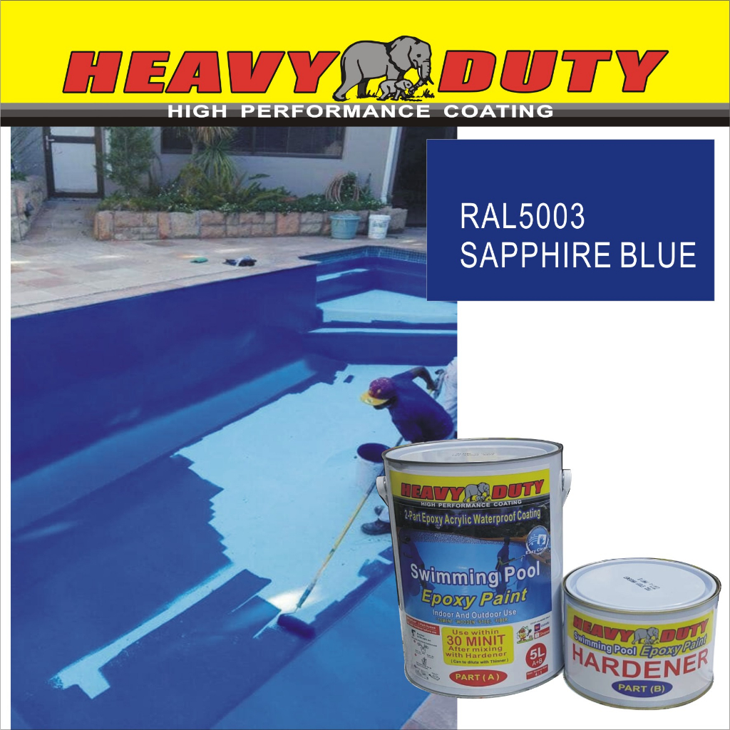 RAL5003 ( 5L ) Swimming Pool Epoxy Paint / Heavy Duty / 2-Part Epoxy ...