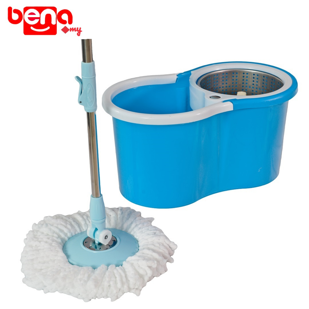 Easy Spin Mop Floor Cleaner 5L Pail Microfiber Cloth Floor Mop Lantai ...