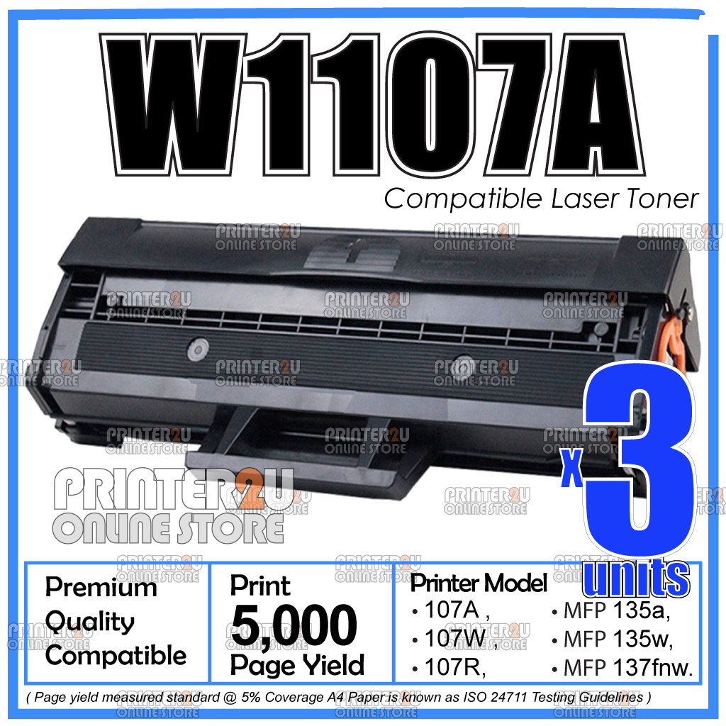 3x W1107A Toner Compatible to H* W1107X H*107A H* Laserjet 107A 107W ...
