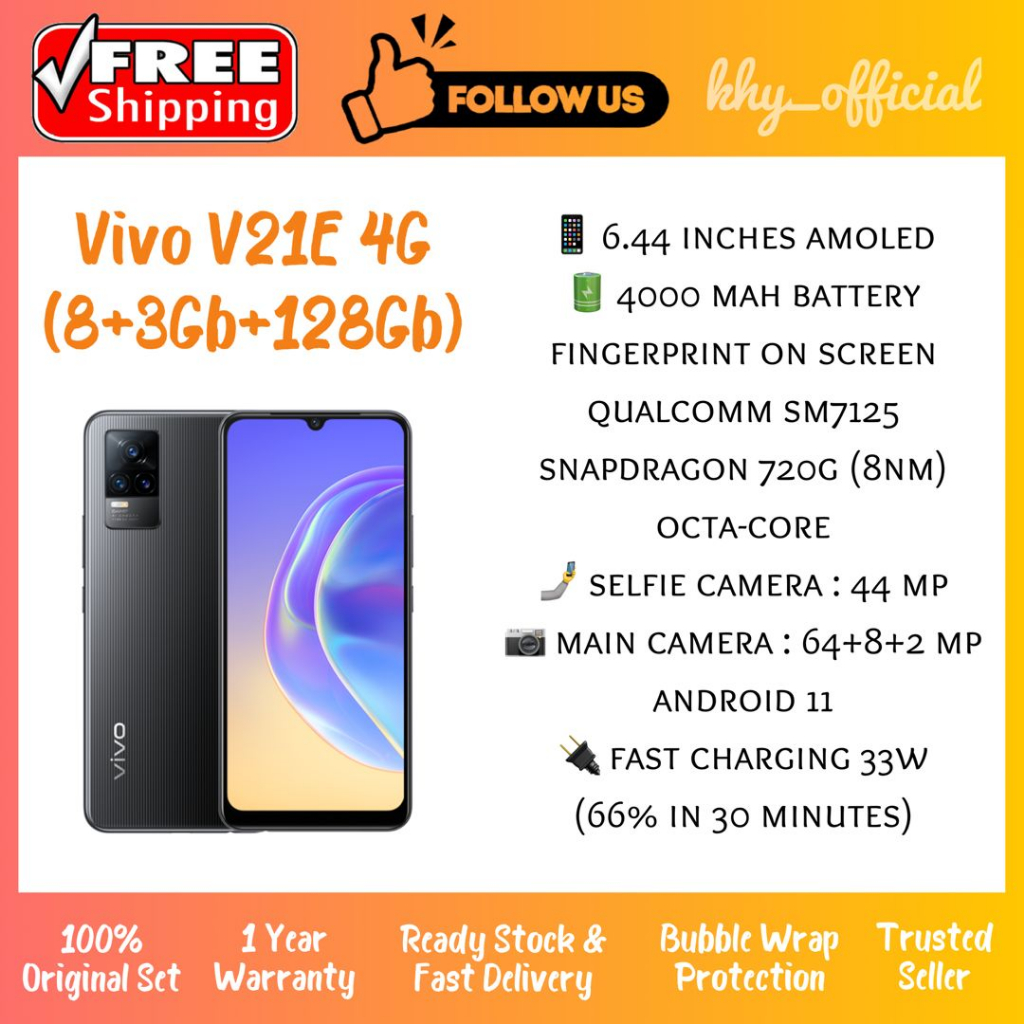 New Smartphone Original Vivo V21e 4g [ 8+3Gb Extended Ram +128Gb Rom ...