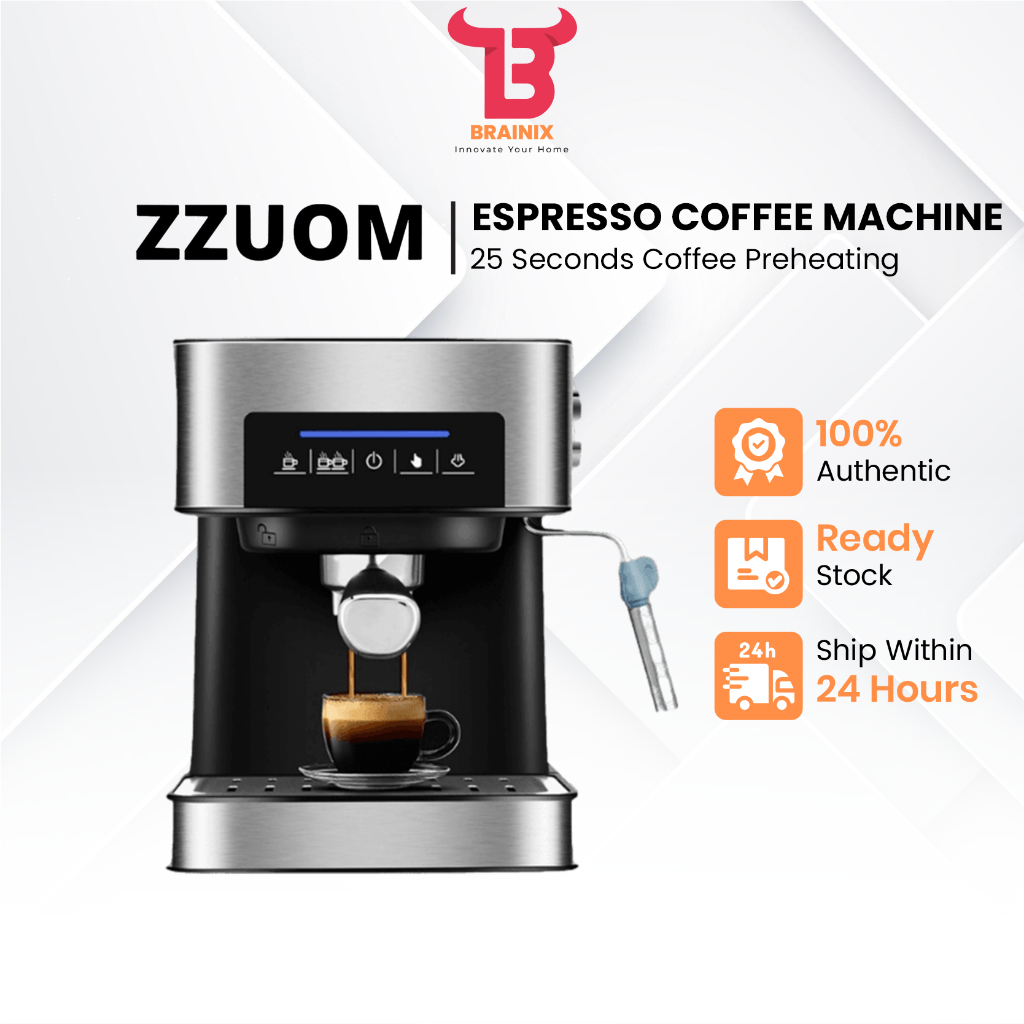 ZZUOM CM6863 espresso coffee machine with steam milk froth system 15Bar ...