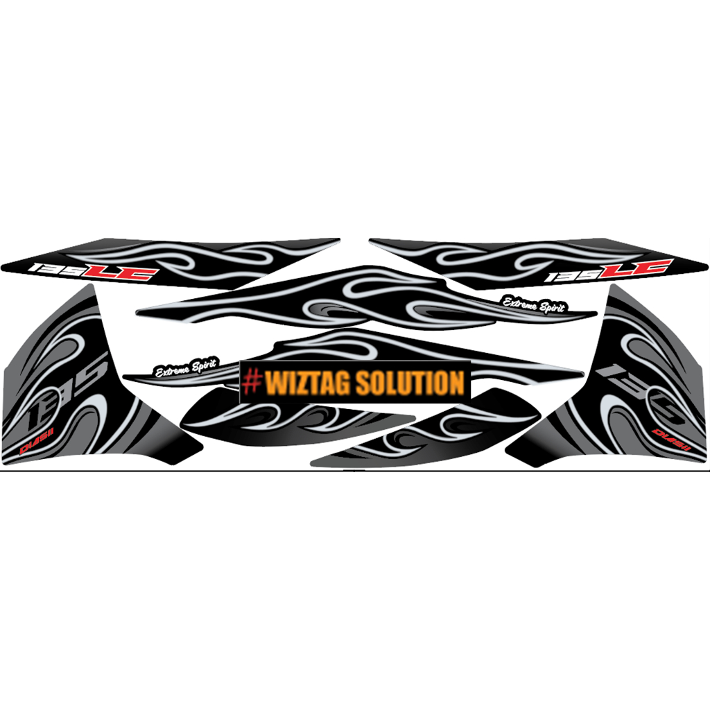 STICKER COVER SET YAMAHA LC135 V4-V6 API FIRE EDITION RED / BLACK ...