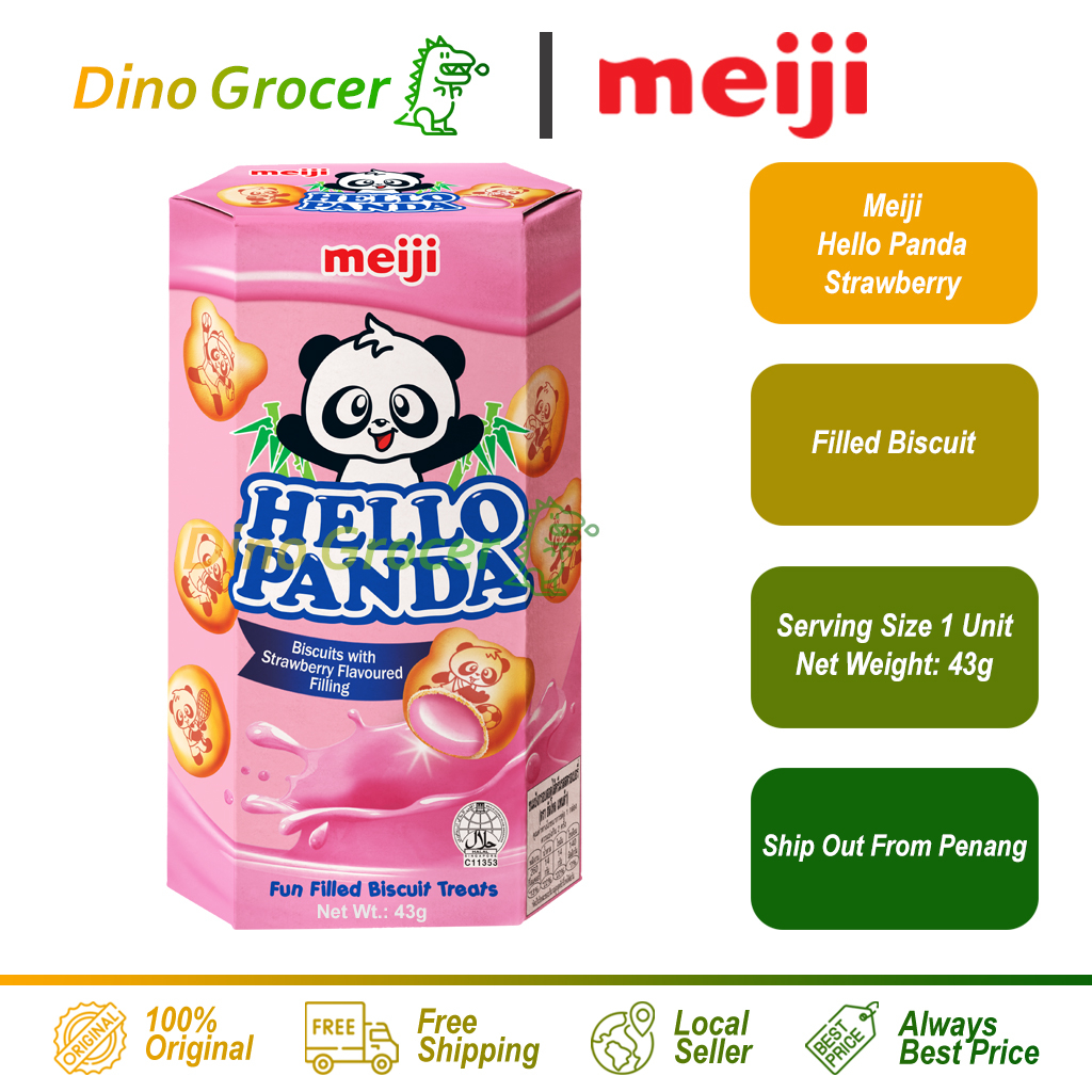 Meiji Hello Panda Strawberry 43g 明治熊猫夹心饼干 草莓味 | Shopee Malaysia