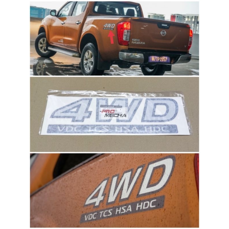 ORIGINAL NISSAN NAVARA NP300 BODY STICKER " 4WD VDC TCS HAS HDC " REAR ...