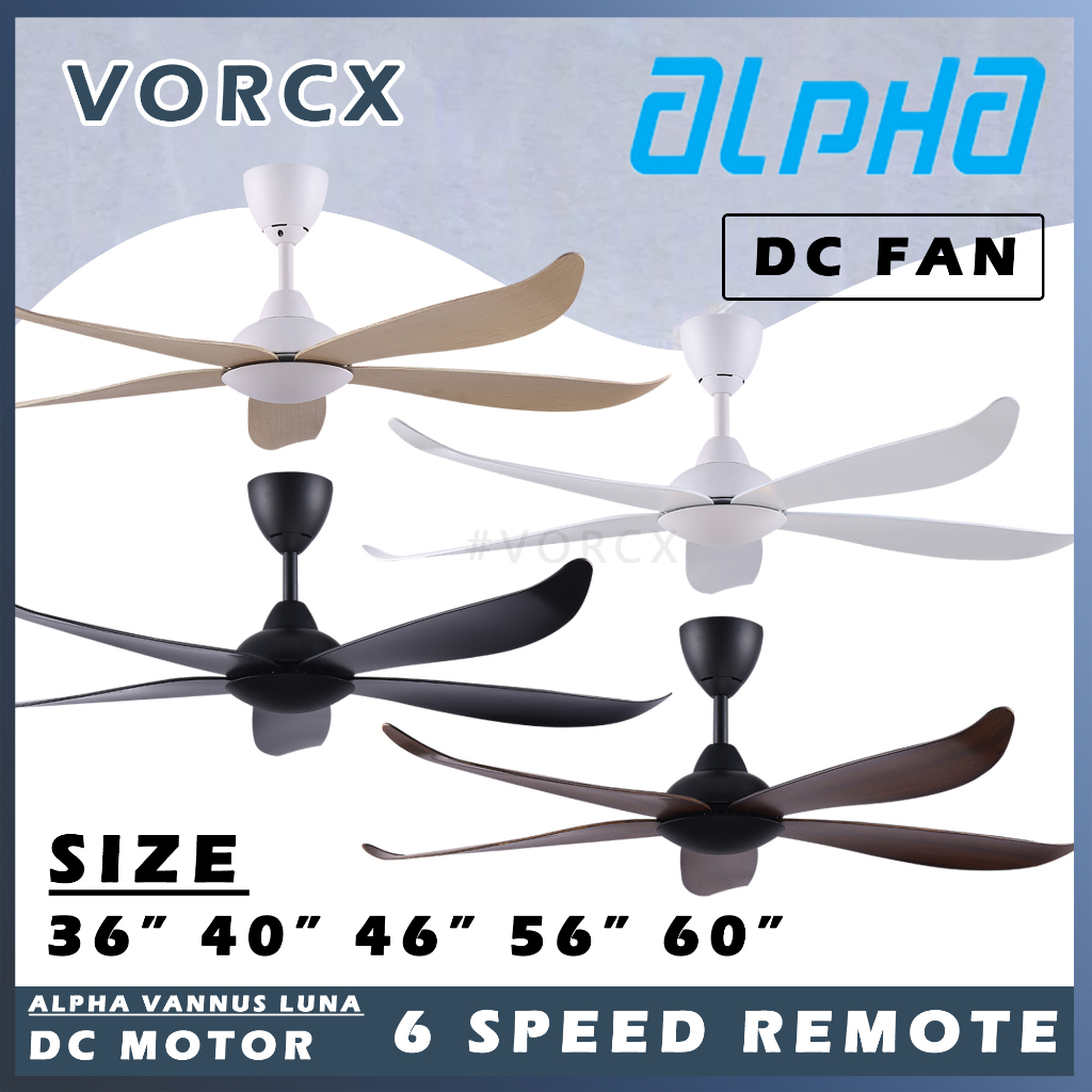Alpha Vannus LUNA (DC Motor) Ceiling Fan 5 Blade 6 Speed (Maple ...