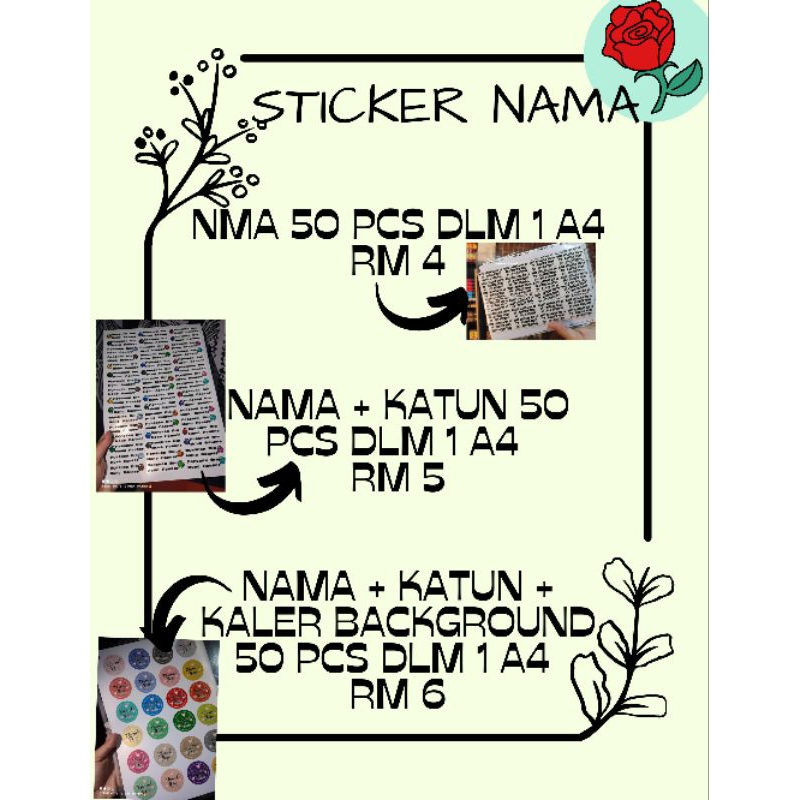 Sticker label & nama | Shopee Malaysia