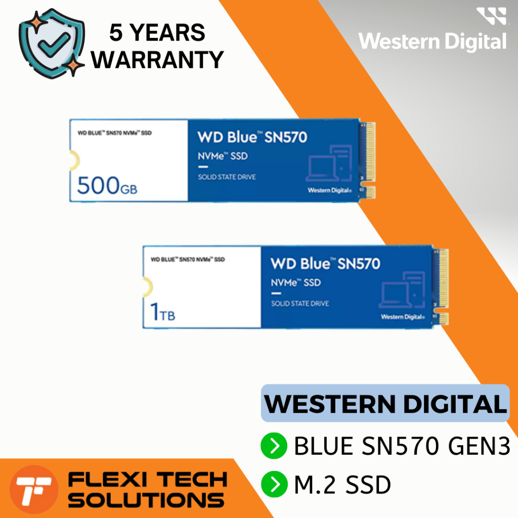 Flexi Tech WD SSD BLUE SN570 NVME M.2 PCIE GEN3 1TB / 500GB Western ...