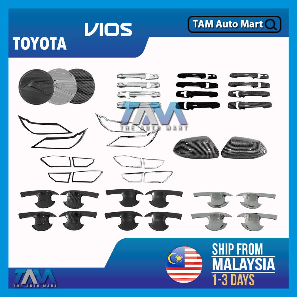 Toyota Vios New AC100 (2023-2024) Interior Exterior Chrome Black Carbon ...