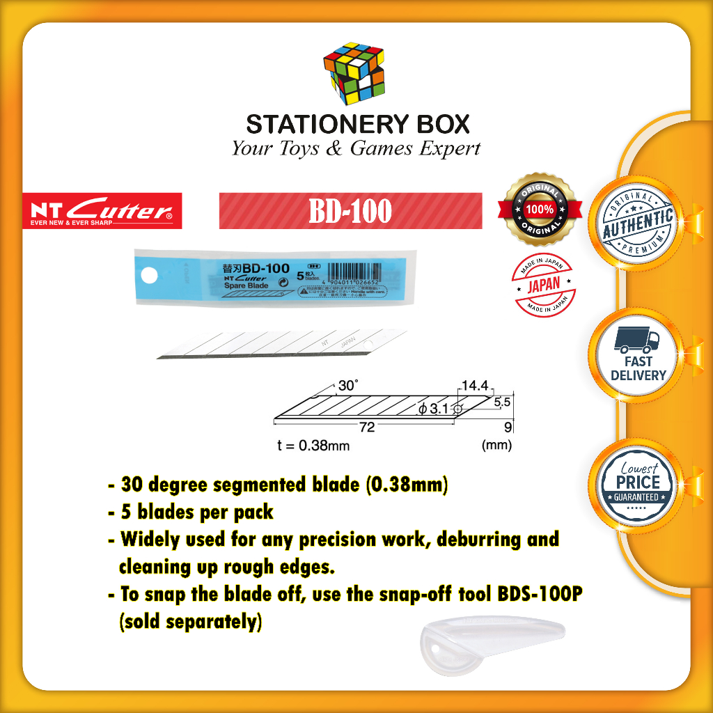 NT Cutter Blade - BD-100 - Spare blade Precision 30 degree segmented / 5 blades (100% Original ...