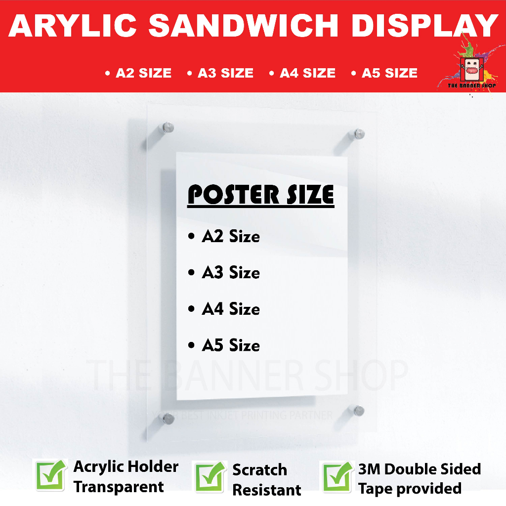 Acrylic Sandwich Signage, Acrylic Poster Holder, Wall Mounted Sandwich ...