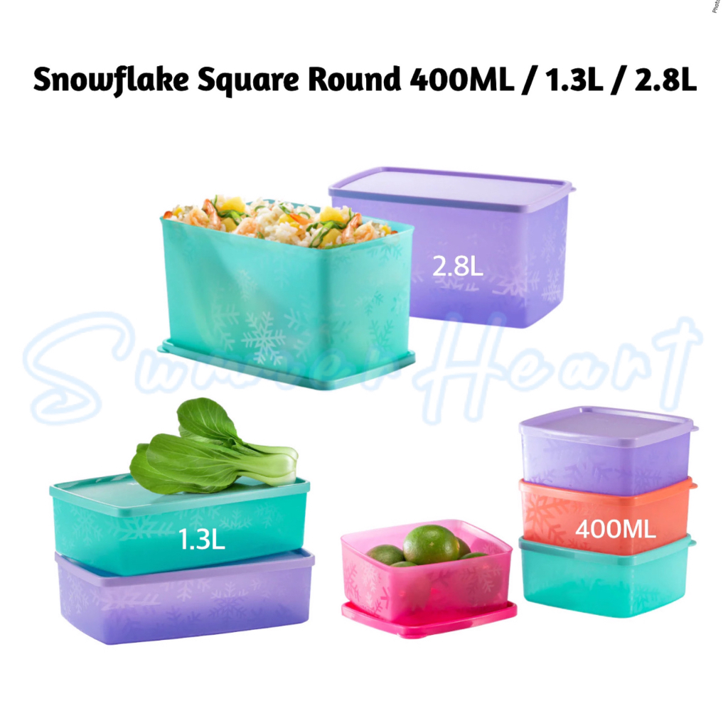 Tupperware Snowflake Square Round 400ml / 1.3L / 2.8L -1PC | Shopee Malaysia
