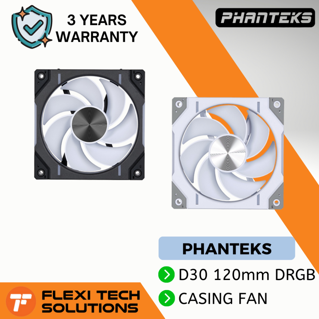 Flexi Tech PHANTEKS D30 120mm PWM Fan Reversed DRGB Black / White 1 PCS ...