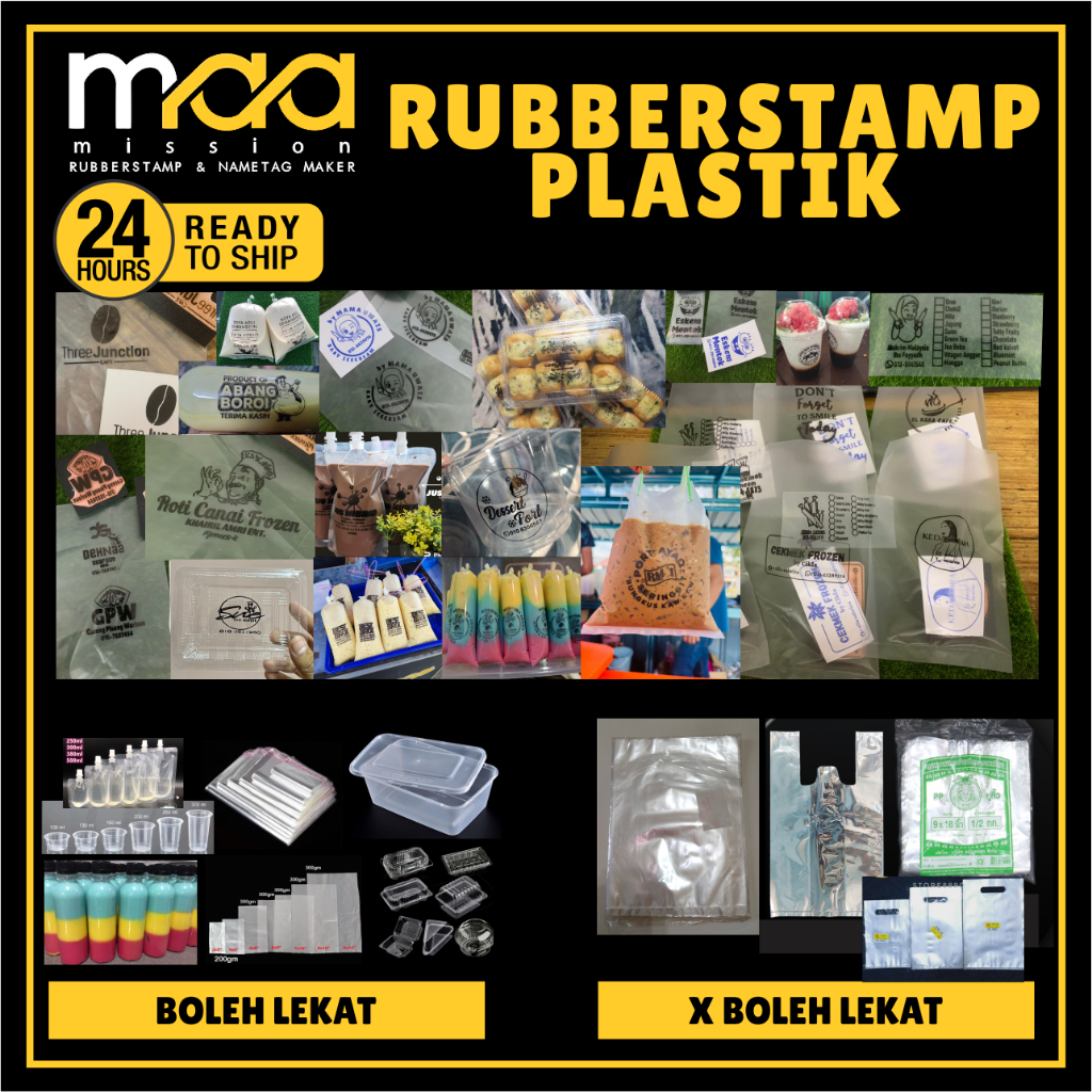 Rubberstamp Untuk Cop Plastik Set Sekali Ink Custom Made | Shopee Malaysia
